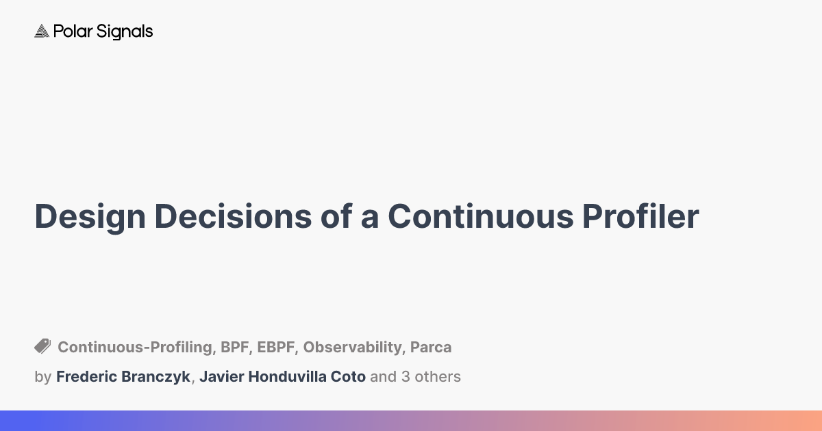 Design Decisions of a Continuous Profiler